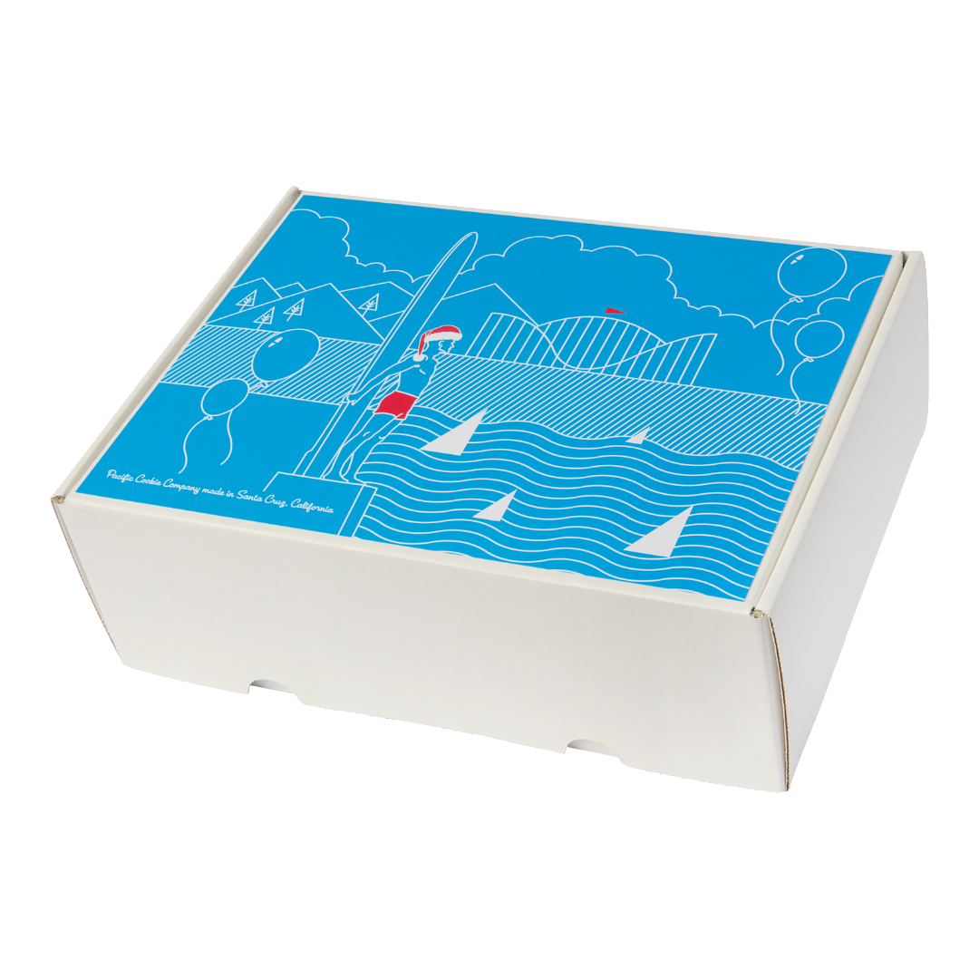 Surfing Santa Cookie Gift Box | Pacific Cookie Company